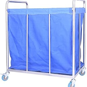 Medical Cart Lab Serving Cart, Utility Cart, Rolling Cart Heavy Duty Hotel Laundry Sorter Cart with Rolling Caster, Blue Lobby Linen Cart Room Service Rolling Trolley with Handle &Amp;Removable Cover