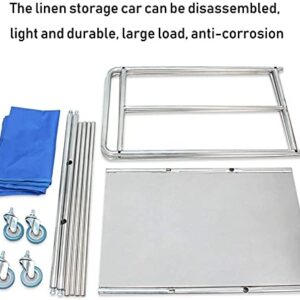 Medical Cart Lab Serving Cart, Utility Cart, Rolling Cart Heavy Duty Hotel Laundry Sorter Cart with Rolling Caster, Blue Lobby Linen Cart Room Service Rolling Trolley with Handle &Amp;Removable Cover