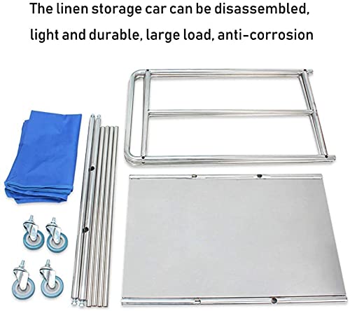 Medical Cart Lab Serving Cart, Utility Cart, Rolling Cart Heavy Duty Hotel Laundry Sorter Cart with Rolling Caster, Blue Lobby Linen Cart Room Service Rolling Trolley with Handle &Amp;Removable Cover