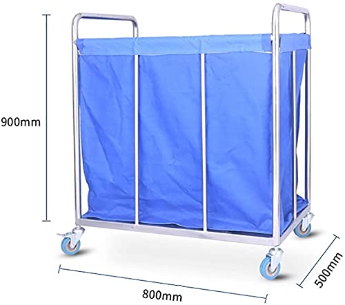 Medical Cart Lab Serving Cart, Utility Cart, Rolling Cart Heavy Duty Hotel Laundry Sorter Cart with Rolling Caster, Blue Lobby Linen Cart Room Service Rolling Trolley with Handle &Amp;Removable Cover