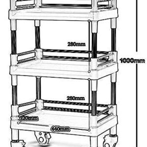 Medical Cart Household Utility Carts, Lab Cart Mobile Trolley Serving Equipment Mobile Beauty Salon Cart with Universal Wheel, Spa Hair Styling Rolling Trolley with Brake, Abs Utility Cart, Pink, S-54