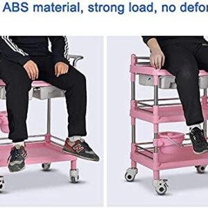 Medical Cart Household Utility Carts, Lab Cart Mobile Trolley Serving Equipment Mobile Beauty Salon Cart with Universal Wheel, Spa Hair Styling Rolling Trolley with Brake, Abs Utility Cart, Pink, S-54