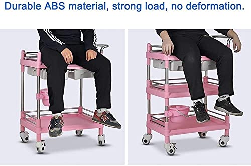 Medical Cart Household Utility Carts, Lab Cart Mobile Trolley Serving Equipment Mobile Beauty Salon Cart with Universal Wheel, Spa Hair Styling Rolling Trolley with Brake, Abs Utility Cart, Pink, S-54