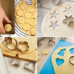 YXCLIFE Mini Cookie Cutters Set - 30Pcs Small Heart Star Flower Round Square Hexagon Oval Diamond Shapes Cookie Cutters, Polymer Clay Cutters for Kids, Geometric Set for Biscuit Cutter, Fruit Cutter