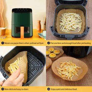 Air Fryer Disposable Paper Liners - 125Pcs 8In Square Parchment Paper Non-Stick Airfryer Basket Liners for Steamer Microwave Oven