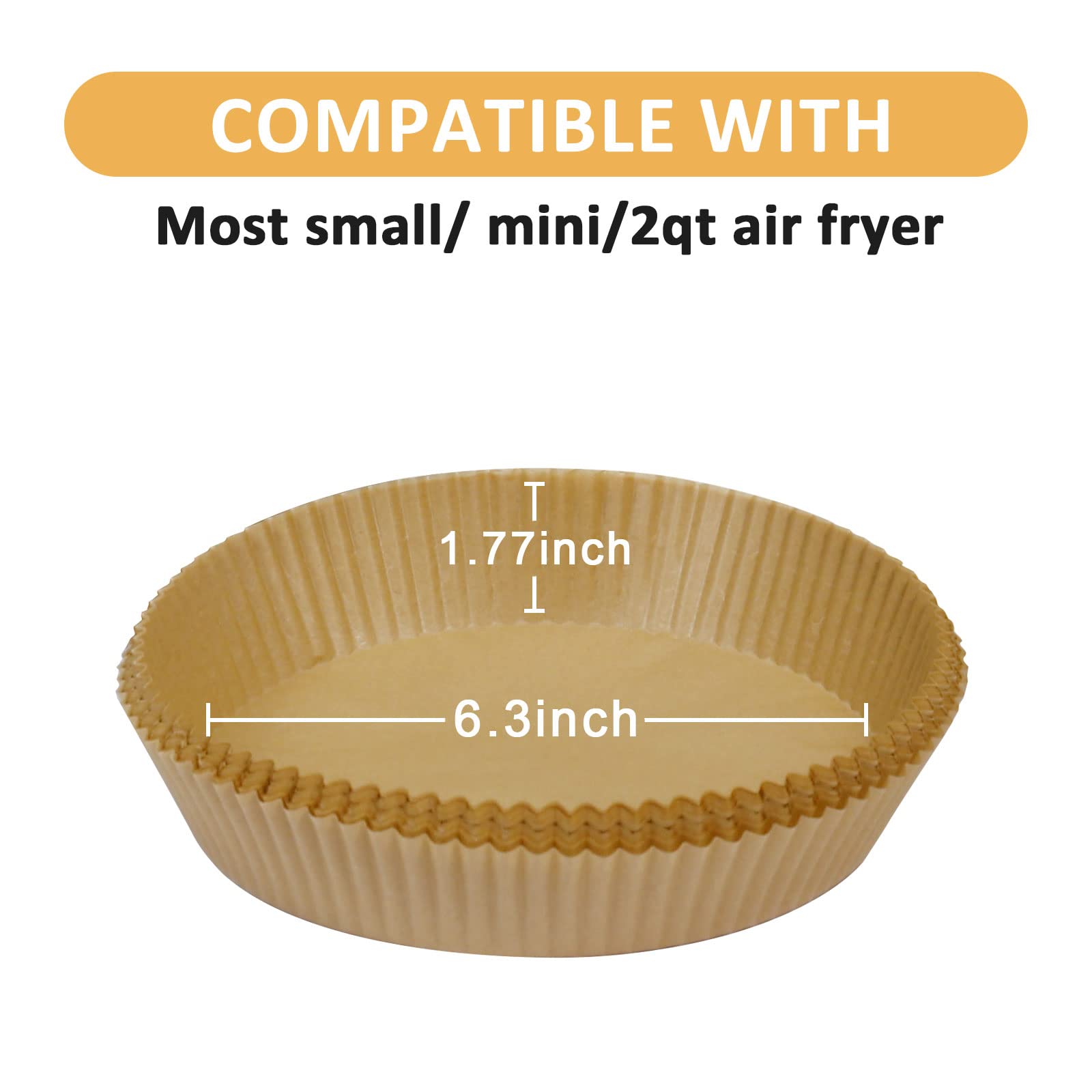 SIUDANGKA Mini Air Fryer Liners for 2qt Air Fryer, 100 Pcs Non-Stick Air Fryer Parchment Paper Pads Air Fryer Liners Compatible with Ninja AF080 Mini, COSORI 2.1, Instant Vortex 2-QT, CHEFMAN Small