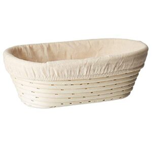 (10 x 6 x 3.5 inch) oval bread banneton proofing basket & liner sugus house brotform dough rising rattan handmade rattan bowl - perfect for artisan