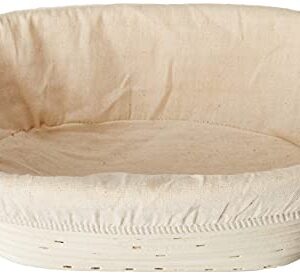 (10 x 6 x 3.5 inch) Oval Bread Banneton Proofing Basket & Liner SUGUS HOUSE Brotform Dough Rising Rattan Handmade rattan bowl - Perfect For Artisan