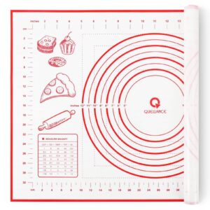 silicone pastry mat for baking, baking mat for rolling dough non slip extra large, fondant mat with measurement, kitchen counter mat for pie crust, pizza and cookies, oven liner mat,16" x 24", red