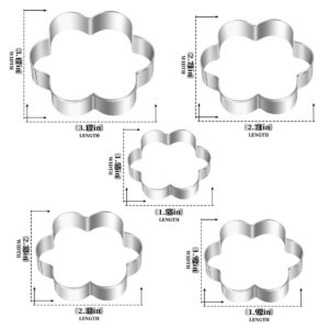 Gtmkina Flower Cookie Cutter Set,5 Pieces Stainless Steel Small Biscuit Cutters Flower Shaped Mousse Mold for Kids Holiday Birthday Party