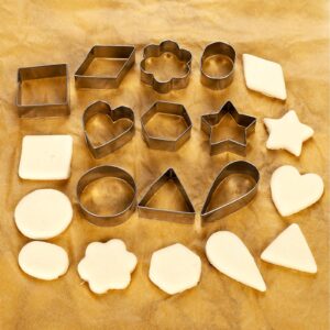 Mini Cookie Cutter Shapes Set - 30 Tiny Stainless Steel Stamps of Flower, Heart, Star, Geometric Shapes - for Out Pastry Dough, Pie Crust & Fruit, Fondant