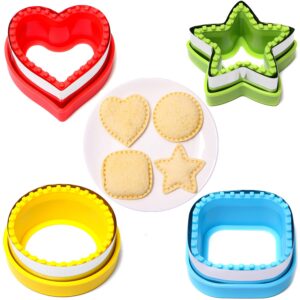 bakingworld sandwich cutter and sealer,set of 4 bread sandwich decruster pancake maker diy cookie cutters for kids bento box,round heart star square shapes sandwich decruster press mold