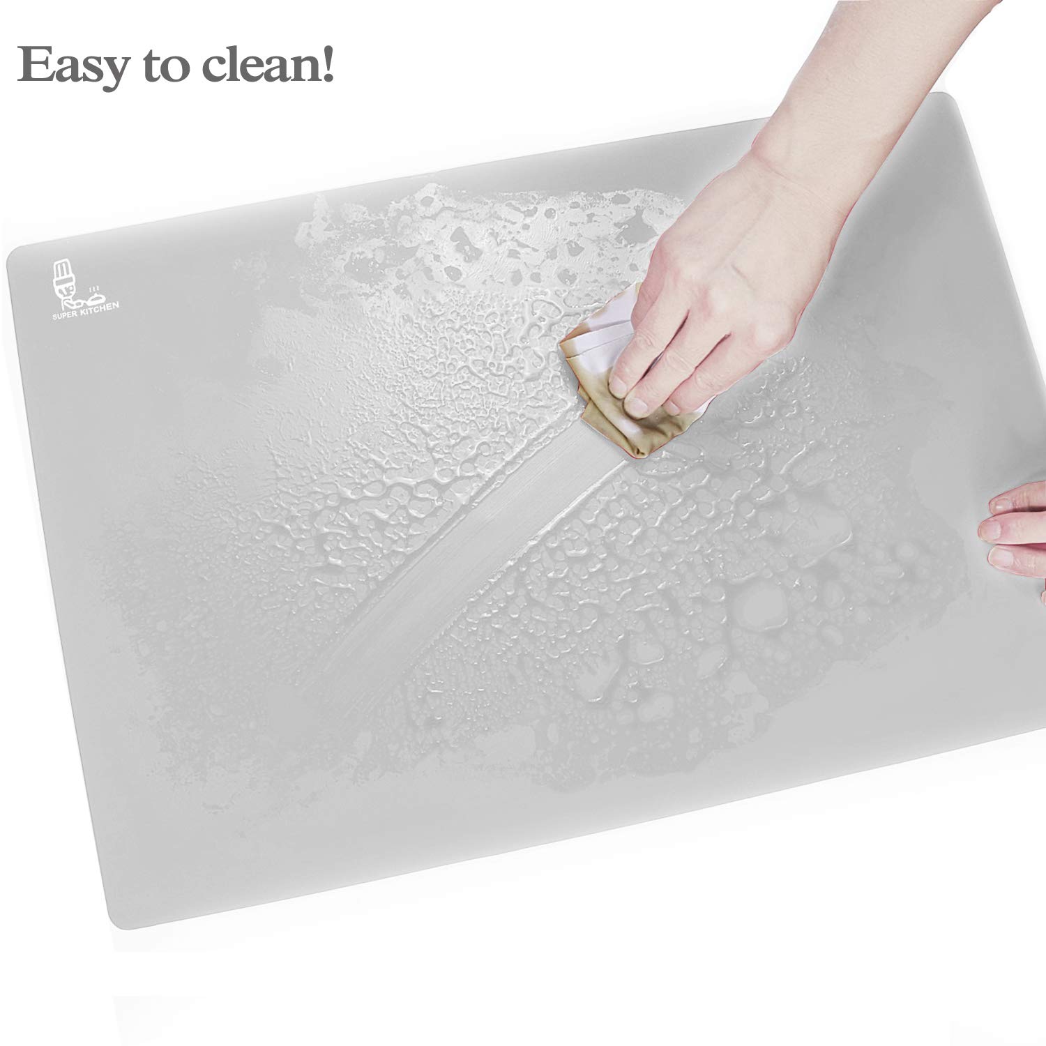 Super Kitchen Extra Large Multipurpose Silicone Nonstick Baking Mat, Pastry Mat, Heat Resistant Nonskid Table Mat, Countertop Protector, 23.4'' By 15.6''(Cool Gray)