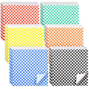 hslife 180 sheets checkered dry waxed deli paper sheets, paper liners for plasic food basket, wrapping bread and sandwiches(11.6''x11.6'',6 colors)