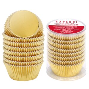 Caperci Standard Cupcake Liners Gold Foil Muffin Baking Cups 150-Pack - Premium Greaseproof & Sturdy Cupcake Papers