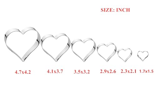 Heart Cookie Cutter Set-6 Pieces in Gratuated Size-Stainless Steel