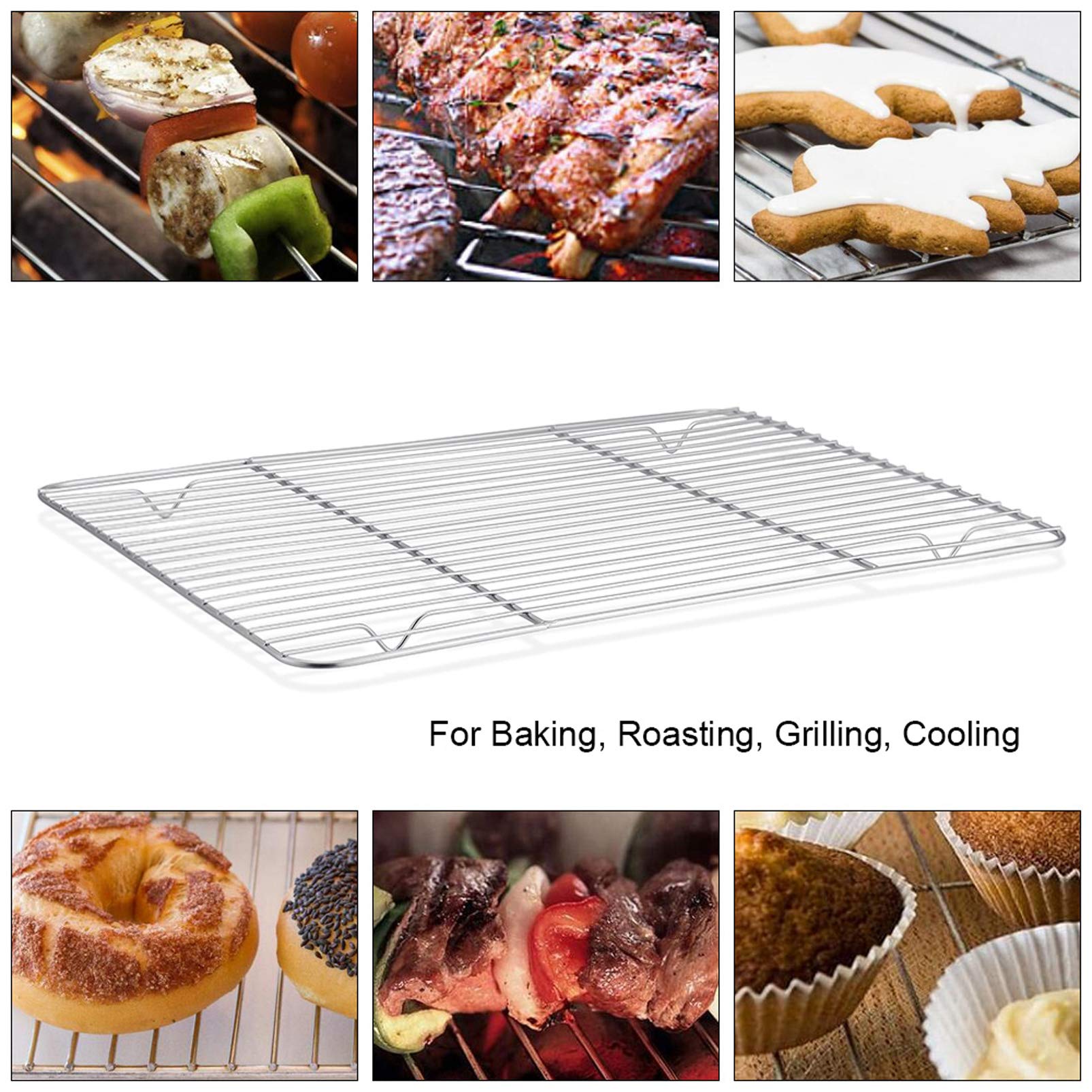 P&P CHEF Cooling Rack Set for Baking Cooking Roasting Oven Use, 4-Piece Stainless Steel Grill Racks, Fit Various Size Cookie Sheets - Oven & Dishwasher Safe