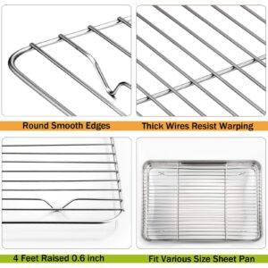 P&P CHEF Cooling Rack Set for Baking Cooking Roasting Oven Use, 4-Piece Stainless Steel Grill Racks, Fit Various Size Cookie Sheets - Oven & Dishwasher Safe