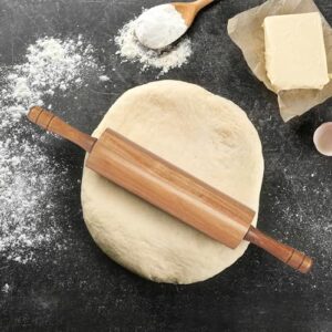 KITEISCAT Acacia Wooden Rolling Pin for Baking- Durable, Non-Stick Dough Roller with Handles- 17 Inches Long For Pizza, Fondant, Crust, Cookie & More- Classic Pastry