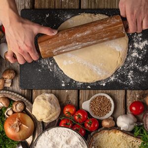 KITEISCAT Acacia Wooden Rolling Pin for Baking- Durable, Non-Stick Dough Roller with Handles- 17 Inches Long For Pizza, Fondant, Crust, Cookie & More- Classic Pastry