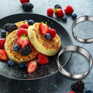 ARRITZ English Muffin Rings, 6PCS Double Rolled Stainless Steel Crumpet Tart Rings for Baking, 4inch/Round for Large Size English Muffin