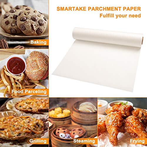 SMARTAKE Parchment Paper, 2 Rolls 15 in x 164 ft (410 Sq. Ft) Non-Stick Baking Parchment Roll, Baking Pan Liner for Kitchen, Air Fryer, Steamer, Cooking Bread, Cookies and More, White