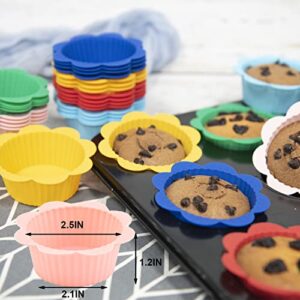 Anxbbo 24 Pcs Silicone Muffin Liners with Tabs, Reusable Cupcake Liners for Steel Muffin Pan, Non-Stick Baking Cups