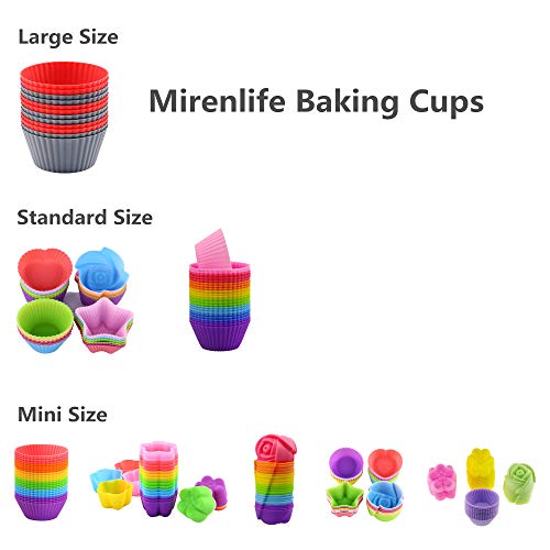 Mirenlife 12 Pack Reusable Nonstick Jumbo Silicone Baking Cups, Cupcake and Muffin Liners, 3.8 Inch Large Size, Red and Gray Colors, Round