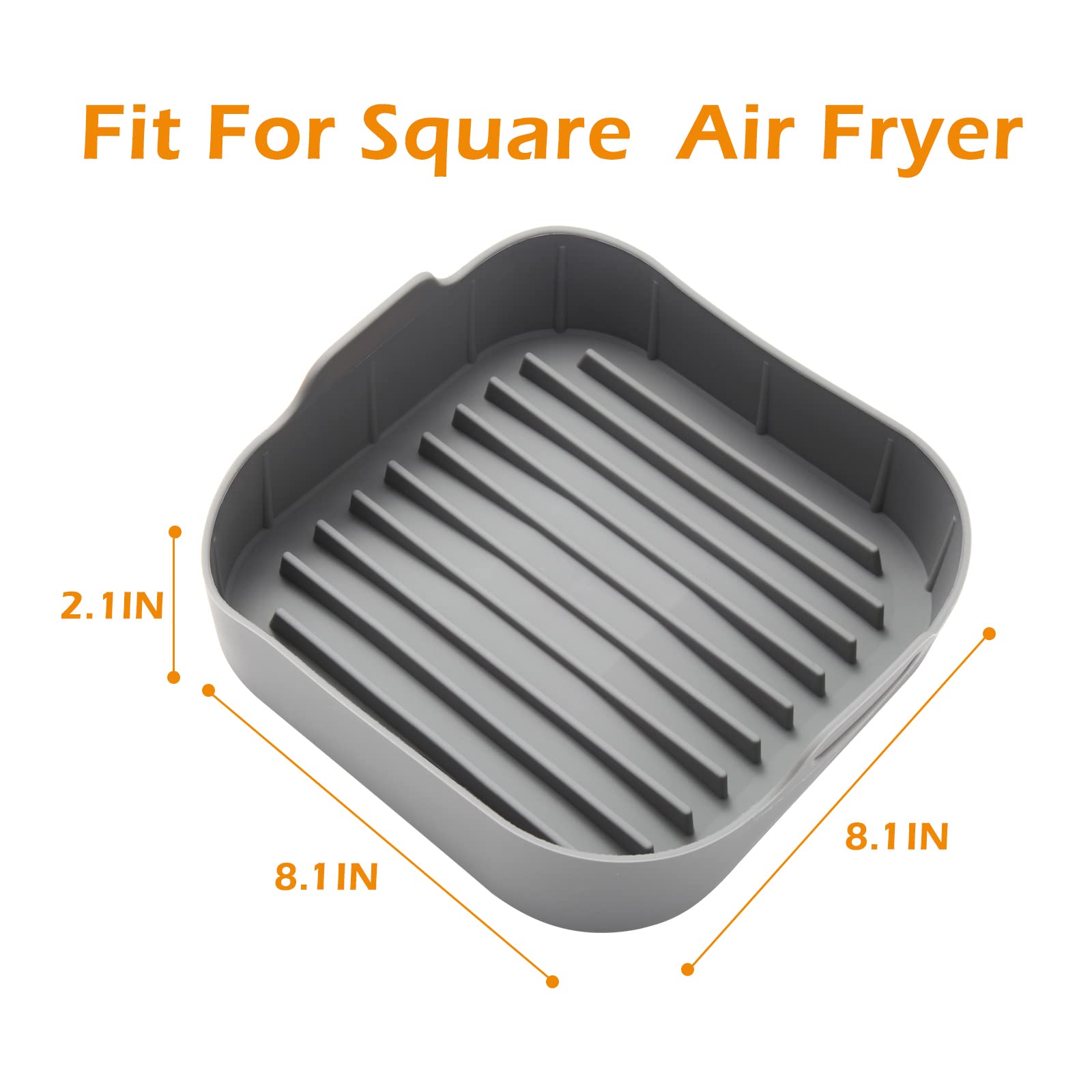 Air Fryer Silicone Pot, Silicone Air Fryer Liners 8.1 inch Square Air Fryer Basket, Replacement of Parchment Liner Paper, Easy Cleaning Food Safe Air fryers Oven Accessories with Heat-proof Gloves