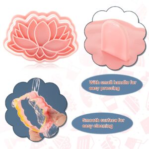 8 Pieces Flower Cookie Cutter Flower Shaped Cookie Mold Plastic Pink Cookie Cutters for Home Kitchen, 8 Styles