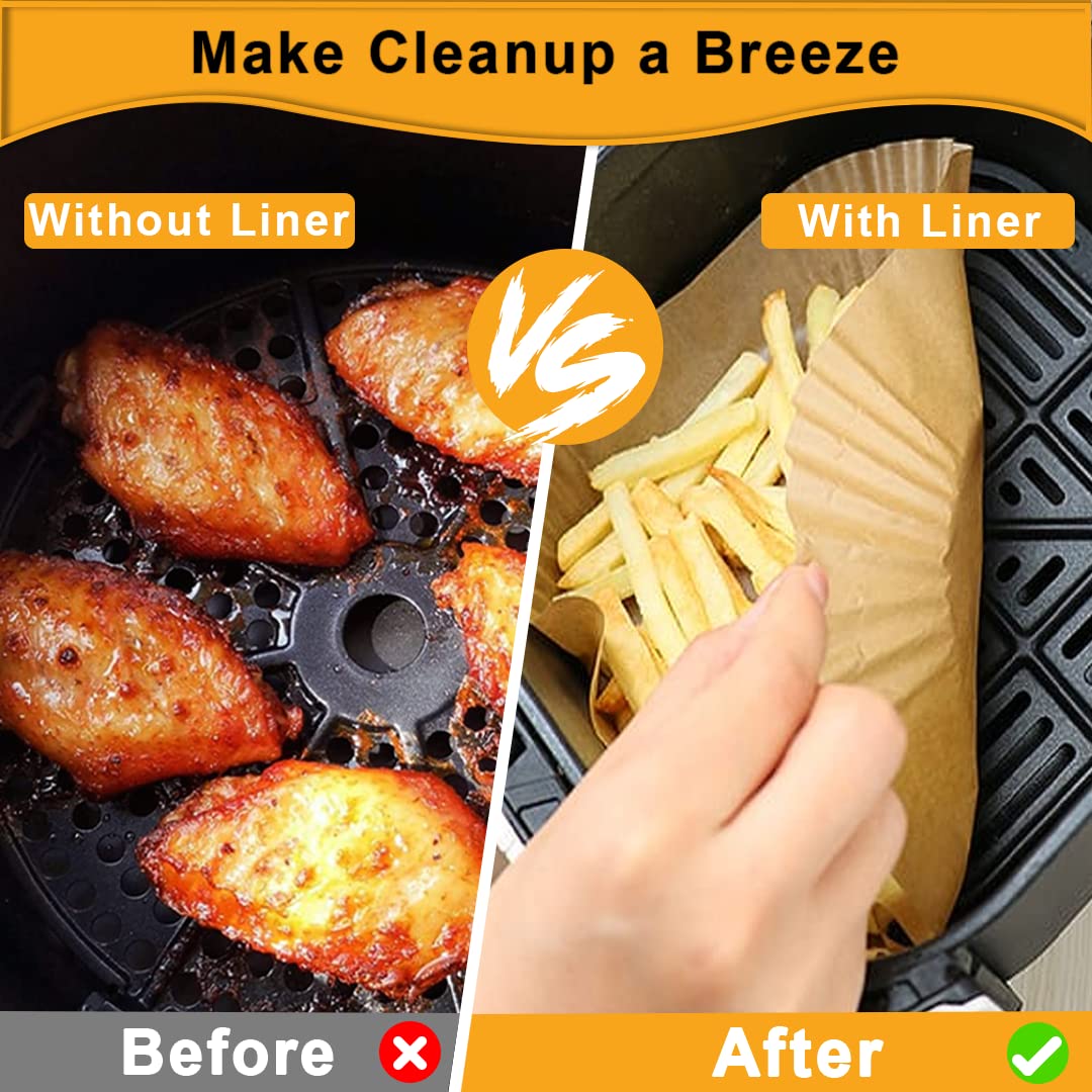 Ninja Air Fryer Liners Disposable 6.3 inch (Fits 2-5 QT) – 150 Pcs Air Fryer Disposable Paper Liner, Airfryer Paper Liners for Air Fryer Basket Water-proof & Oil-proof for Frying & Cooking