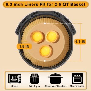 Ninja Air Fryer Liners Disposable 6.3 inch (Fits 2-5 QT) – 150 Pcs Air Fryer Disposable Paper Liner, Airfryer Paper Liners for Air Fryer Basket Water-proof & Oil-proof for Frying & Cooking