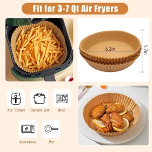 Air Fryer Disposable Paper 100 Pcs 6.3 inch Air Fryer Round Non-Stick Prime Oil-proof Parchment Cooking Paper for Fryers Basket Frying Pan Microwave Oven