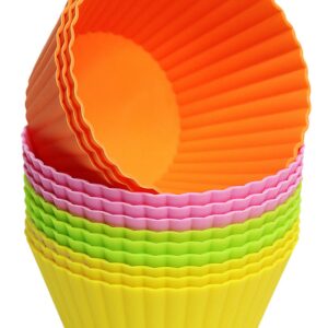 Pharamat Extra Large Silicone Cupcake Baking Cups 12 Pack, 3.54 Inch Non Stick Cupcake and Muffin Liners, Reusable Jumbo Silicone Baking Cups Easy to Clean, Perfect for Cupcake, Muffin, Mousse