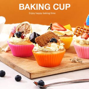 Pharamat Extra Large Silicone Cupcake Baking Cups 12 Pack, 3.54 Inch Non Stick Cupcake and Muffin Liners, Reusable Jumbo Silicone Baking Cups Easy to Clean, Perfect for Cupcake, Muffin, Mousse