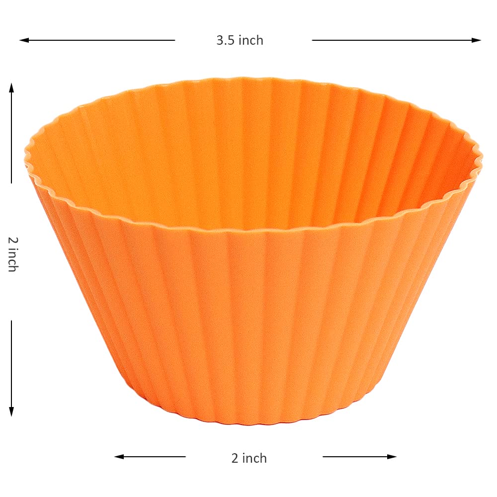 Pharamat Extra Large Silicone Cupcake Baking Cups 12 Pack, 3.54 Inch Non Stick Cupcake and Muffin Liners, Reusable Jumbo Silicone Baking Cups Easy to Clean, Perfect for Cupcake, Muffin, Mousse