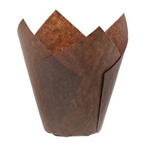 royal brown tulip style baking cups, large, sleeve of 200