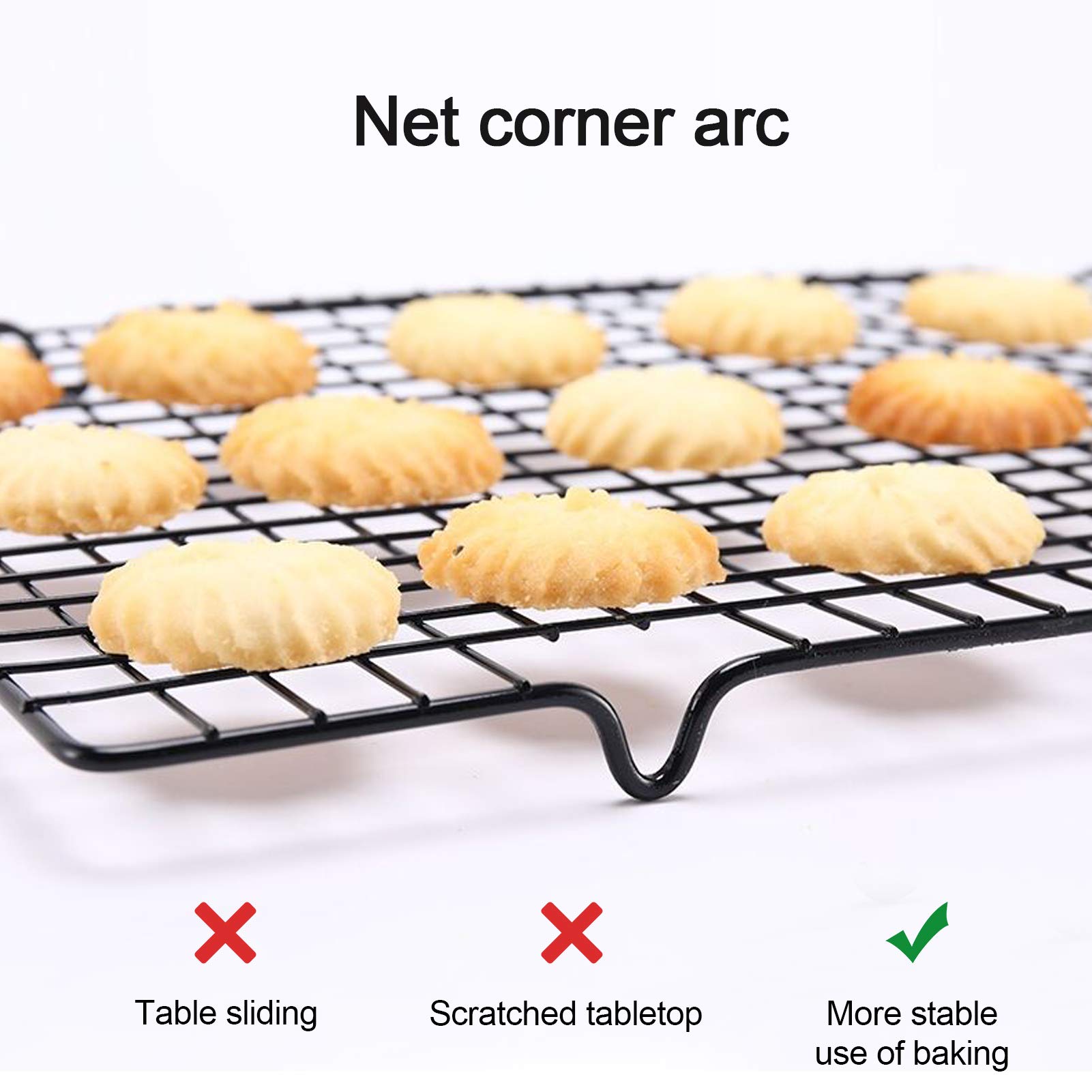 Lamoutor 2Pcs Metal Kitchen Baking Cooling Rack Square Wire Cooling Rack for Cake and Meat 10 x 11 inches (Black)