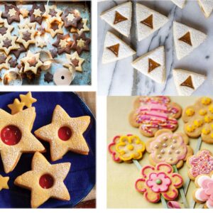 Mini Cookie Cutter Shapes Set - 30 Small Molds to Cut Out Pastry Dough, Pie Crust & Fruit - Tiny Stainless Steel Metal Stamps Star Flower Round Heart Square Triangle Oval Raindrop Geometric Shapes