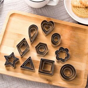 Mini Cookie Cutter Shapes Set - 30 Small Molds to Cut Out Pastry Dough, Pie Crust & Fruit - Tiny Stainless Steel Metal Stamps Star Flower Round Heart Square Triangle Oval Raindrop Geometric Shapes