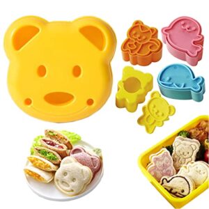 sandwich cutter, 5 pcs sandwich cutter and sealer for kids, mini cartoon bear squirrel dolphin sea dog bread cutter sandwich cutters for kids bento box