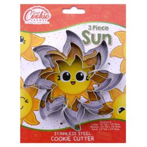 sun cookie cutter 3 piece set, 3 sizes, premium food-grade stainless steel, dishwasher safe