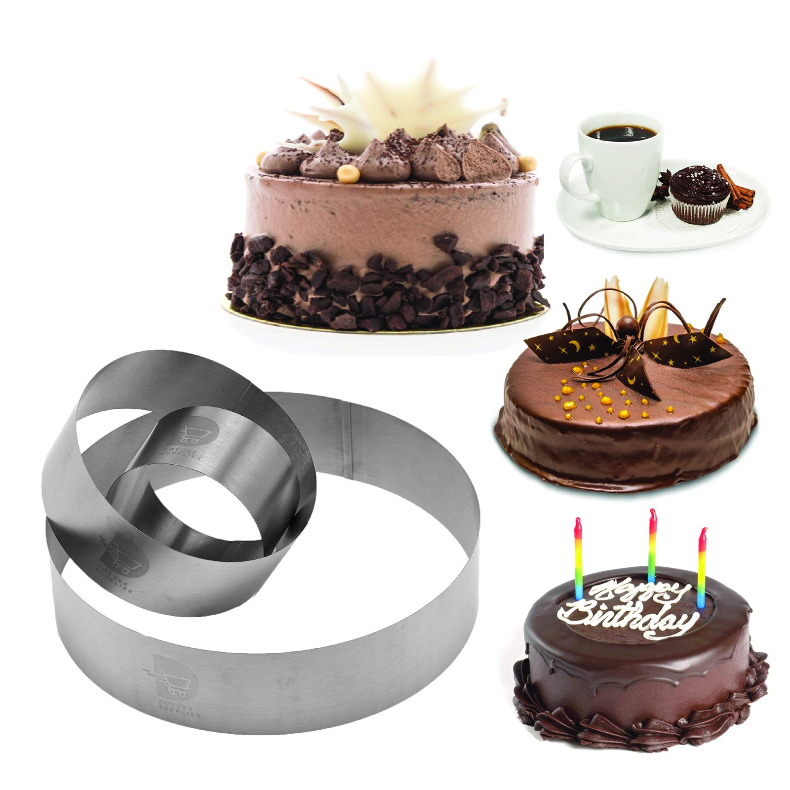 Doyzee Supplies Cake Ring Set,Cake Mold Set,Pastry Ring,Mousse Ring,Ring Mold for Baking-4/6/8/10 Inch