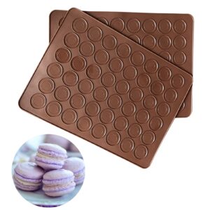 akingshop silicone macaron baking mats, 2 non-stick silicone baking mats, food safe baking mat, great for macaron, cookies, bread, pastry, dessert (2pcs 48capavity)