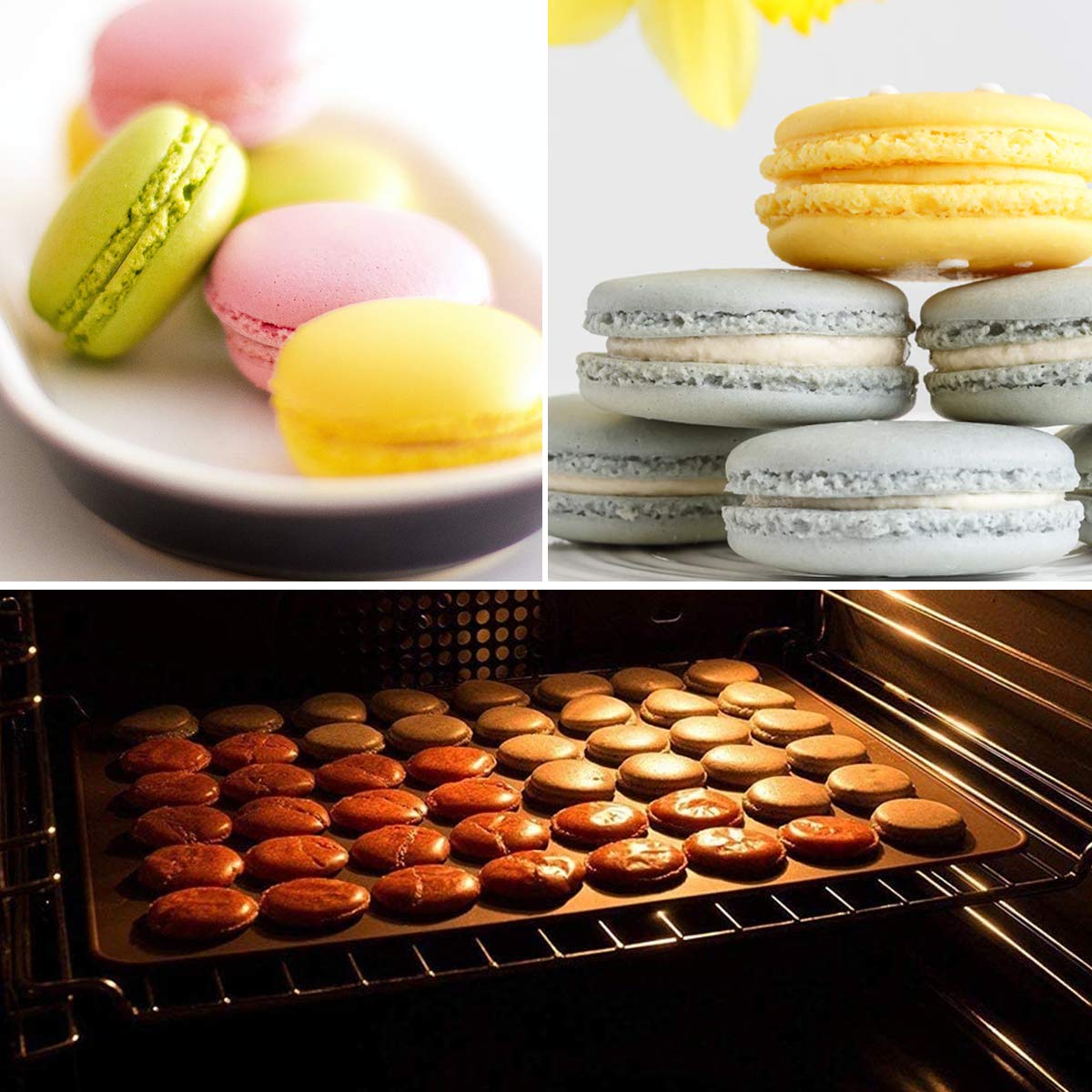 Akingshop Silicone Macaron Baking Mats, 2 Non-Stick Silicone Baking Mats, Food Safe Baking Mat, Great For Macaron, Cookies, Bread, Pastry, Dessert (2Pcs 48Capavity)