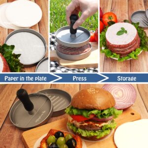 Meykers Patty Paper Sheets for 4/4.5 Inch Burger Press | 500 pcs Round | Hamburger Maker Non-Stick Heat Resistant Circle Wax Parchment Paper liege waffle keto chaffle Cookie Cake Bake