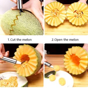 Fruit Vegetable Cutter Shapes Set, Mini Pie and Cookie Stamps Mold(8 pcs) with Melon Baller Scoop ＆ Carving Knife, Stainless Steel, DIY Fun Food Decorating Tools cookie cutter for Kitchen