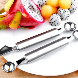 Fruit Vegetable Cutter Shapes Set, Mini Pie and Cookie Stamps Mold(8 pcs) with Melon Baller Scoop ＆ Carving Knife, Stainless Steel, DIY Fun Food Decorating Tools cookie cutter for Kitchen