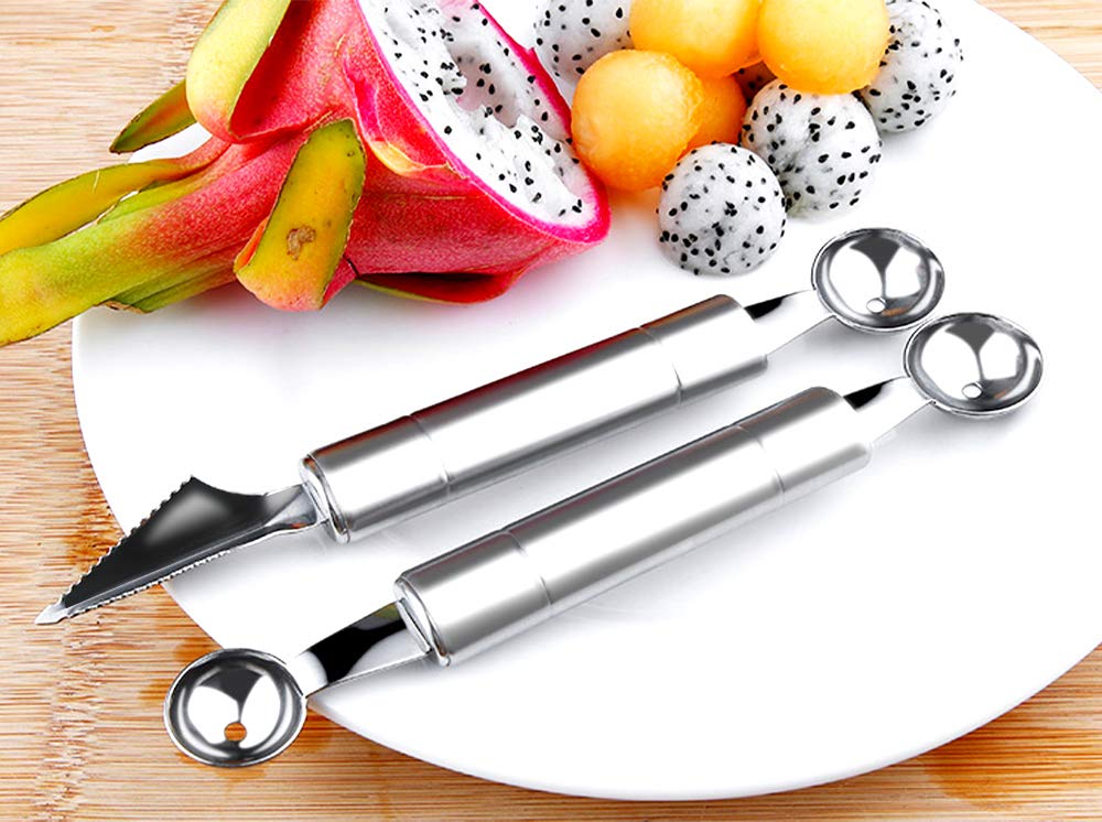 Fruit Vegetable Cutter Shapes Set, Mini Pie and Cookie Stamps Mold(8 pcs) with Melon Baller Scoop ＆ Carving Knife, Stainless Steel, DIY Fun Food Decorating Tools cookie cutter for Kitchen