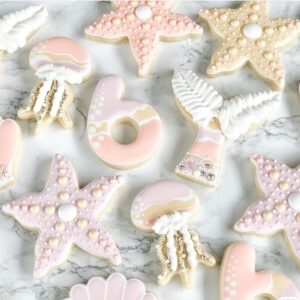 Q-BAKER Mermaid Cookie Cutters,Mermaid tail, Starfish, Seashell-Stainless Steel Holiday Cookie Cutters Shapes for Baking Gift